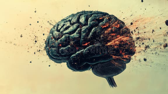 Cognition Disintegrating Digital Brain Stock Illustration ...