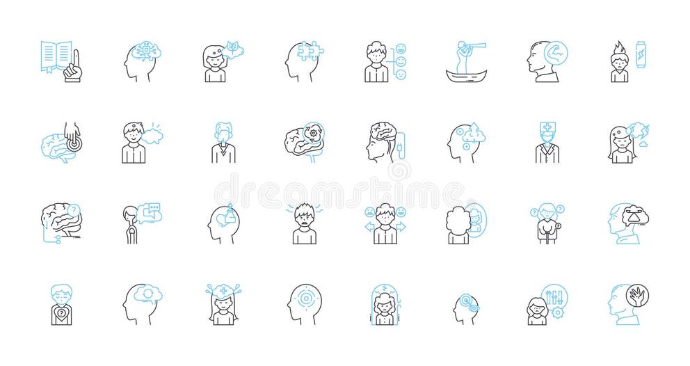 Cognitive Ability Linear Icons Set. Intelligence, Comprehension, Memory ...
