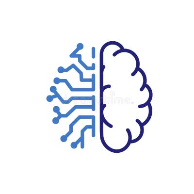 Cognitive Augmentation Brain Icon with Human and Circuit Hemispheres ...