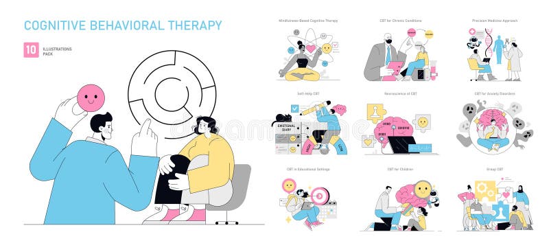Cognitive Behavioral Therapy. Flat Vector Stock Vector - Illustration ...