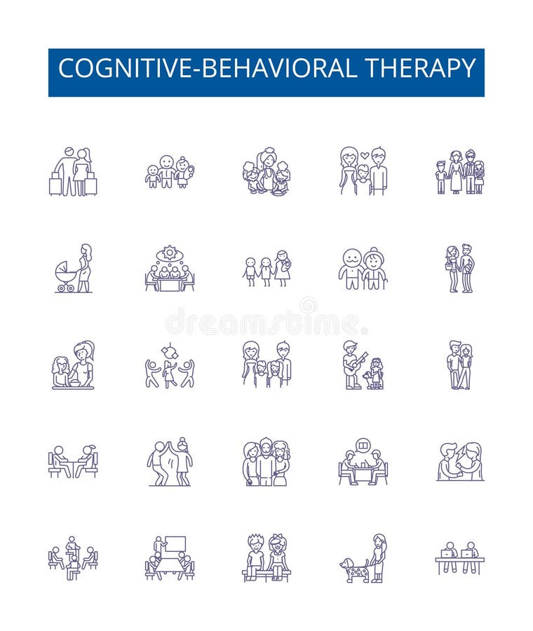 Cognitive-behavioral Therapy Line Icons Signs Set. Design Collection of ...