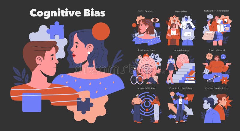 Cognitive Bias. Flat Vector Illustration Stock Vector - Illustration of ...