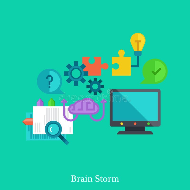 Cognitive and Brainstorm Flat Illustration Concept. Stock Vector ...