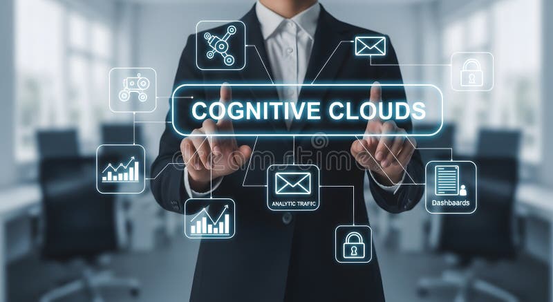 Cognitive Clouds Data Analytics, Business Intelligence and Innovation Concept Stock Illustration ...