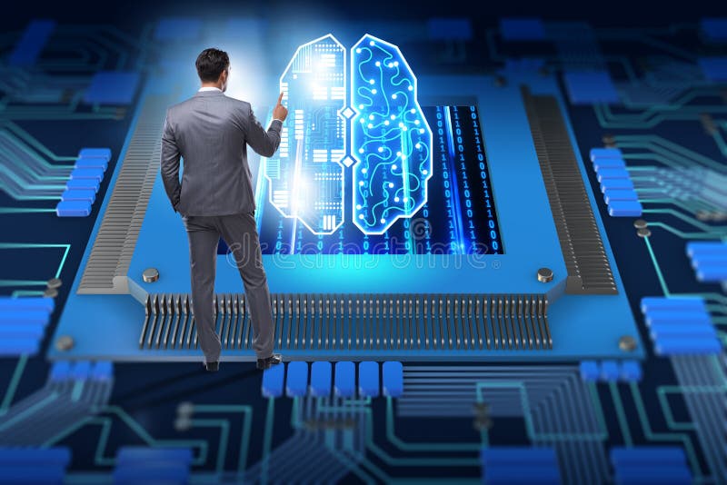 The Cognitive Computing Concept As Future Technology with Businessman ...