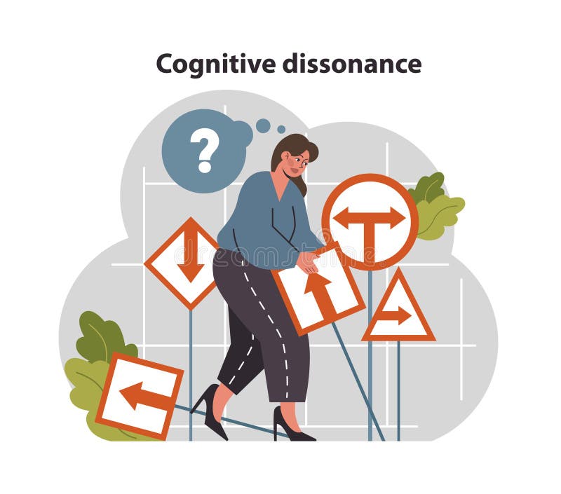 Cognitive Dissonance. Mental and Psychological Phenomenon Stock Vector ...