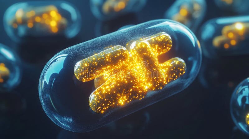 Cognitive Enhancer Capsules in a Glowing Transparent Capsule Stock ...