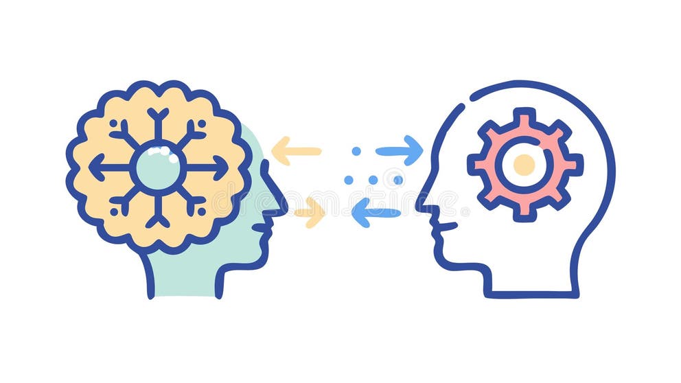 Cognitive Exchange. Brain Communication and Idea Sharing. Vector Design ...