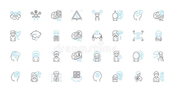 Cognitive Process Linear Icons Set. Perception, Attention, Memory ...