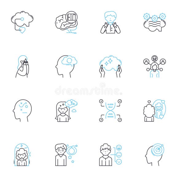 Cognitive Process Linear Icons Set. Perception, Attention, Memory ...