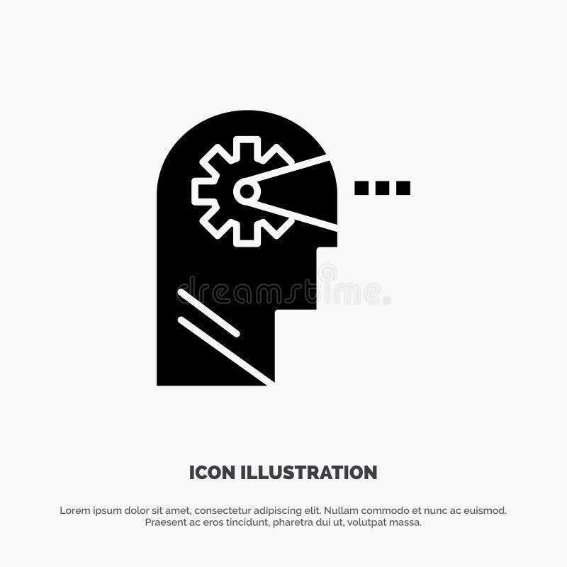 Cognitive, Process, Mind, Head Solid Glyph Icon Vector Stock Vector ...
