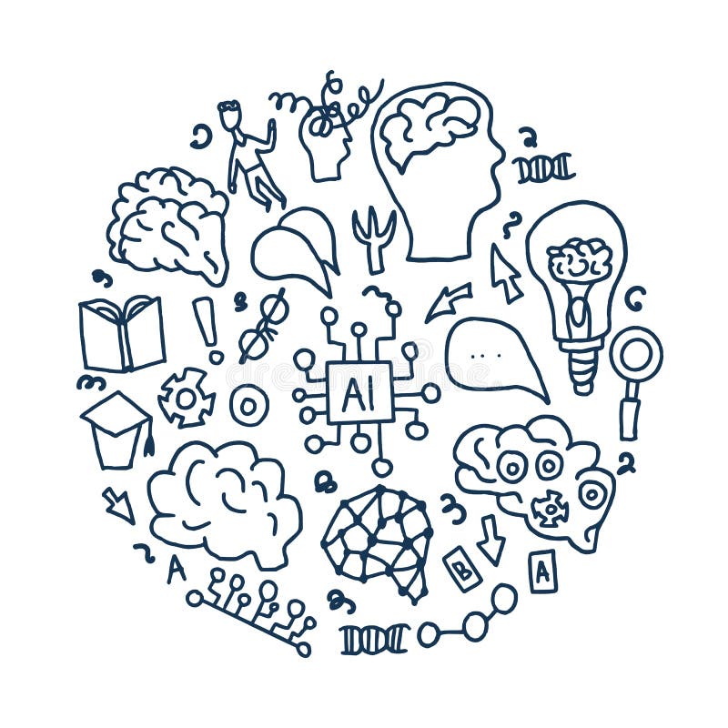 Cognitive Science Concept. Set of Vector Elements. Stock Vector ...