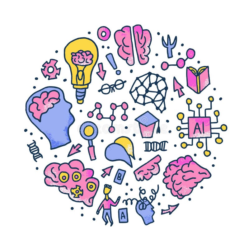 Cognitive Science Concept. Set of Vector Elements. Stock Vector ...