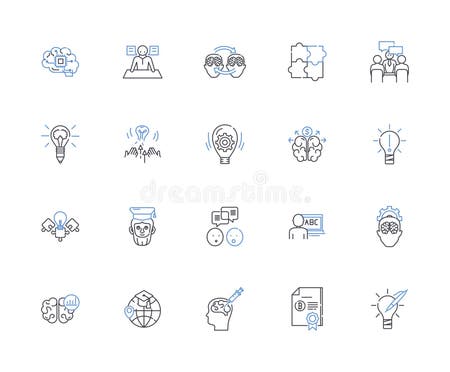 Cognitive Style Line Icons Collection. Perception, Learning, Processing ...