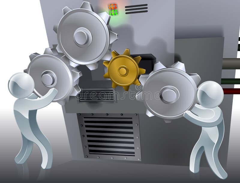 Gear Cogs Flying Out of Laptop Screen Concept Stock Vector ...