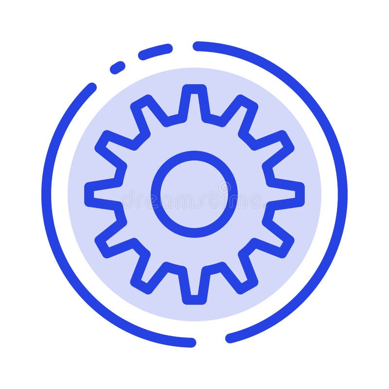 Cogs, Gear, Setting Blue Dotted Line Line Icon Stock Vector ...