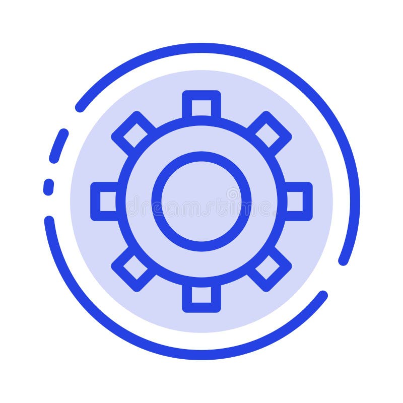 Cogs, Gear, Setting Blue Dotted Line Line Icon Stock Vector ...