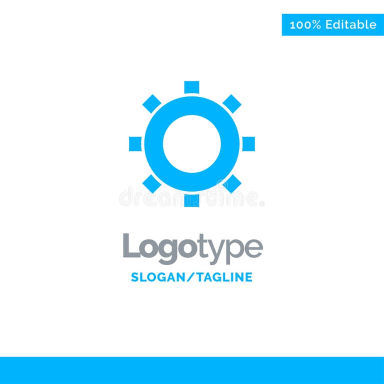 Cogs, Gear, Setting Blue Solid Logo Template. Place for Tagline Stock ...