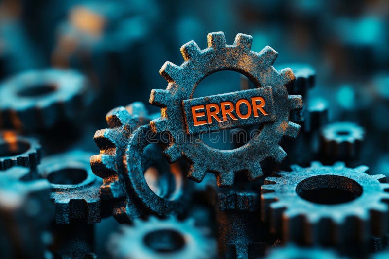 Cogs and Gears in a Chaotic Arrangement Displaying an Error Message ...