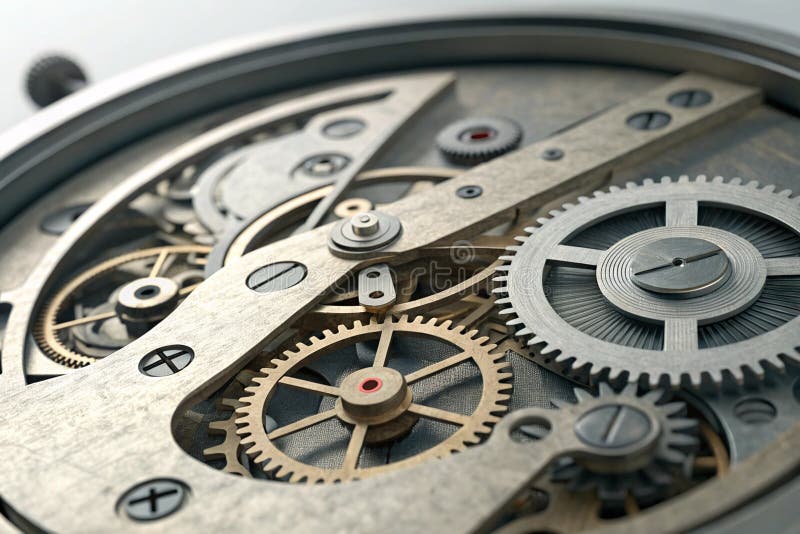 Cogs and Gears Clock Mechanism 3D Illustration Stock Illustration ...