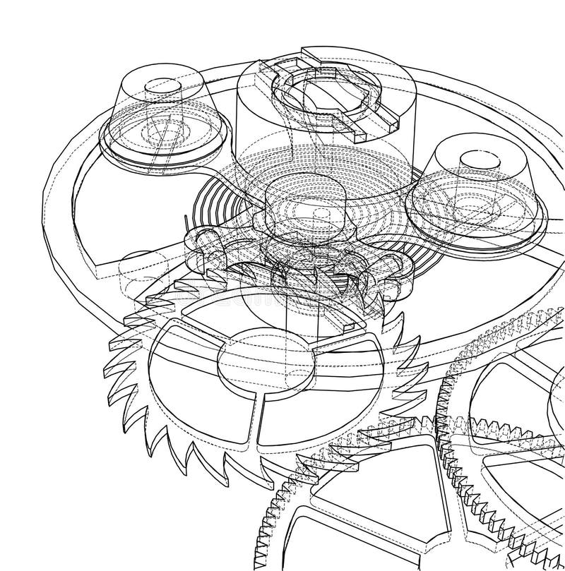 Cogs and Gears of Clock. Vector Stock Vector - Illustration of ...
