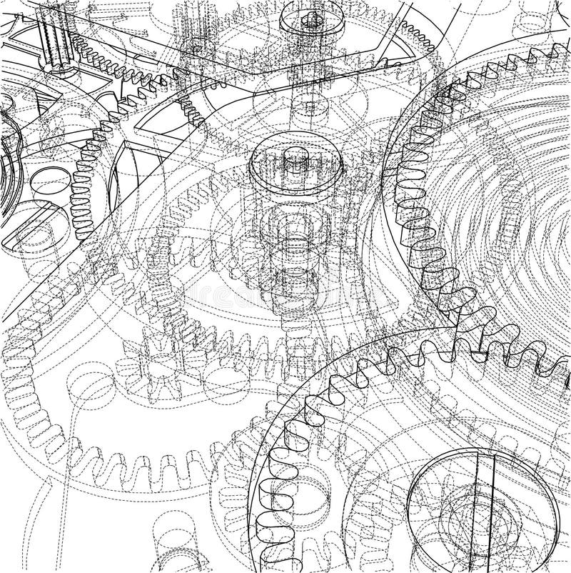 Cogs and Gears of Clock. Vector Stock Vector - Illustration of power ...