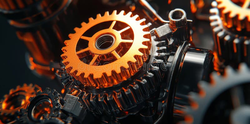 Cogs and Gears Close Up in Precision Engineering and Mechanics Stock ...