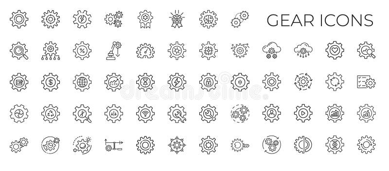Cogs Gears Icon Collection, Reliability Efficiency Precision Accuracy ...