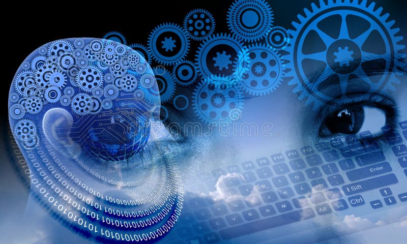 Industrial Cogs Gears Circuit Banner Background with Colorful Rainbow ...