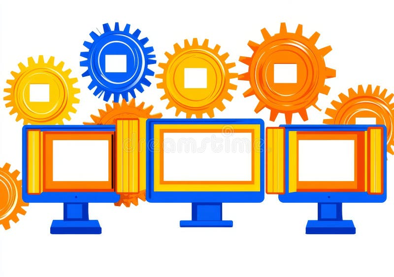 A Cogs Graphic Featuring a 3D Earth Against a Technological Red ...