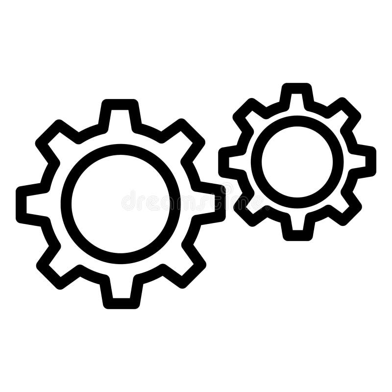 Cogs Isolated Line Vector Icon that Can Be Easily Modified or Edited ...