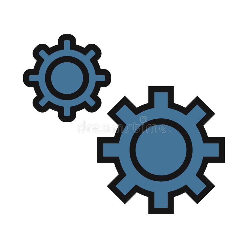 Cogs Line Isolated Vector Icon Can Be Easily Modified and Edit Stock ...