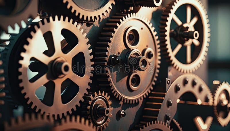 Cogs in the Machine. Gears, Knobs, Cranks, and Wheels Turning. Moving ...