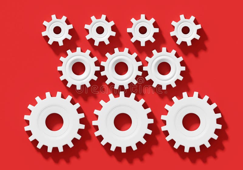 Three Cogs With Project Management Components Stock Illustration ...
