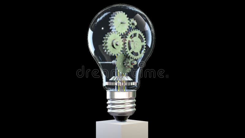 Cogs Rotating Inside of a Lightbulb, Seamless Loop, Alpha Channel Stock ...