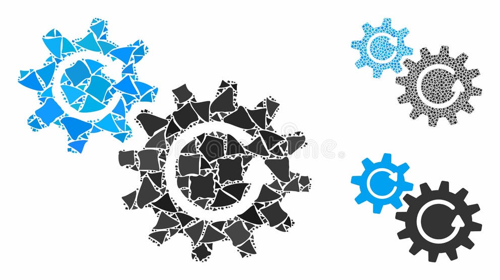 Cogs Rotation Mosaic Icon of Rugged Elements Stock Vector ...