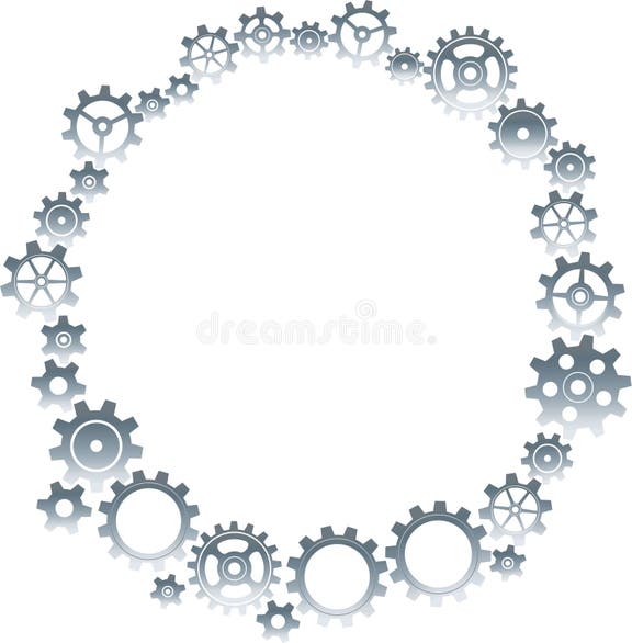 Cogs in Round Frame Border stock vector. Illustration of generated ...