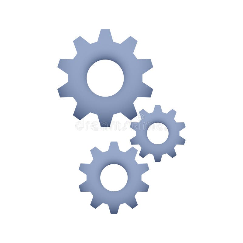 Cogs Symbol on White Background, Settings Icon, Illustration Stock ...