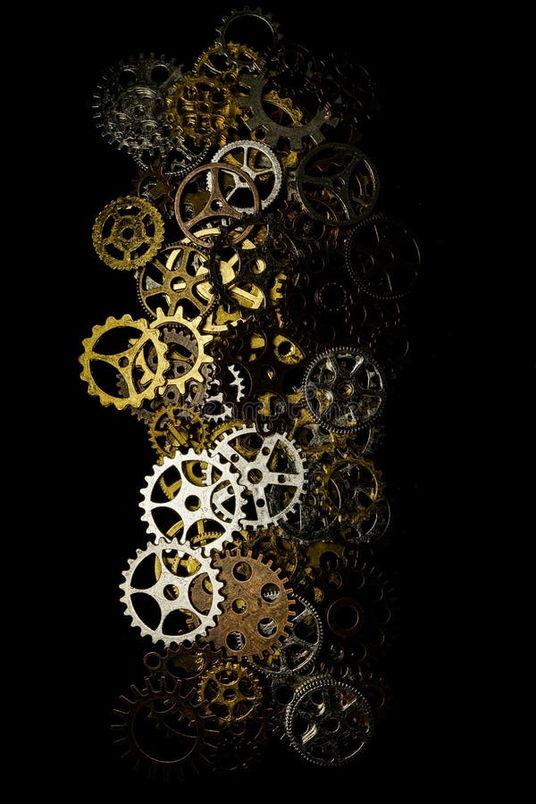 Cogs and Watch Pieces on Black Background Stock Photo - Image of ...
