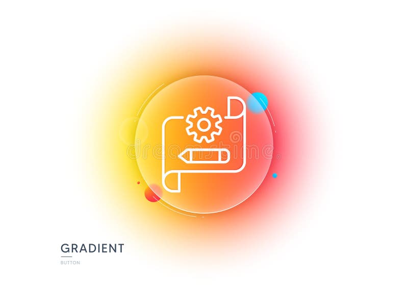 Cogwheel Blueprint Line Icon. Engineering Tool Sign. Edit Settings. Gradient Blur Button. Vector ...