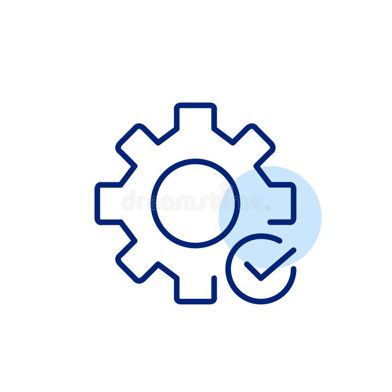 Cogwheel and Checkmark. Completion, Verification and Approval of Tasks ...