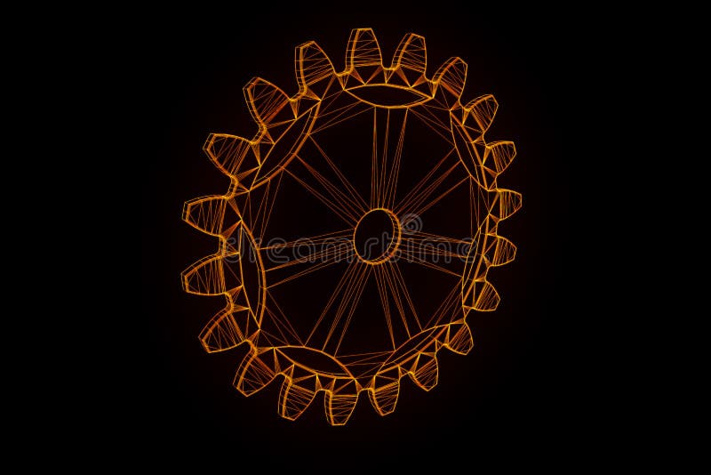 Cogwheel Gear in Hologram Wireframe Style. Nice 3D Rendering Stock ...