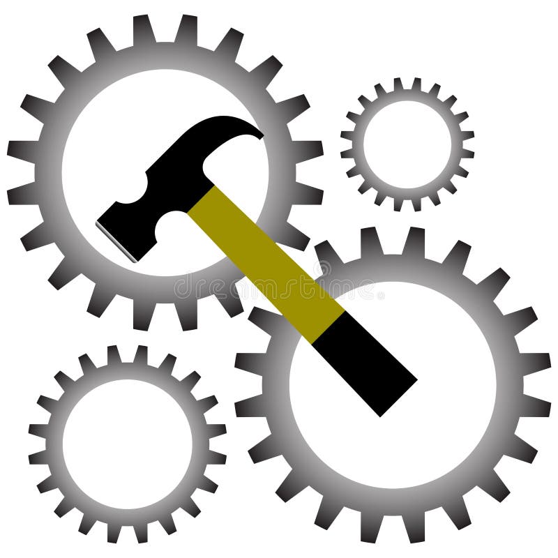 Cogwheel and Hammer Icon. Adjustment Repairs Technical Service or ...
