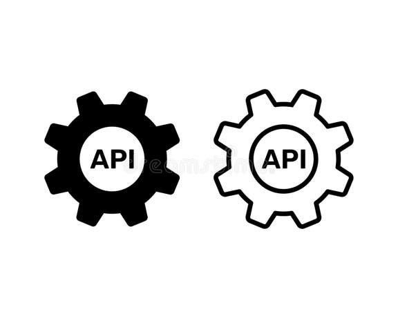 Cogwheel Icon with API Sign. Web Application Isolated Vector Pictogram ...