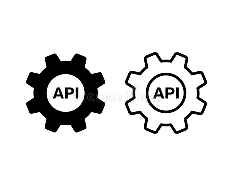 Cogwheel Icon with API Sign. Web Application Isolated Vector Pictogram ...