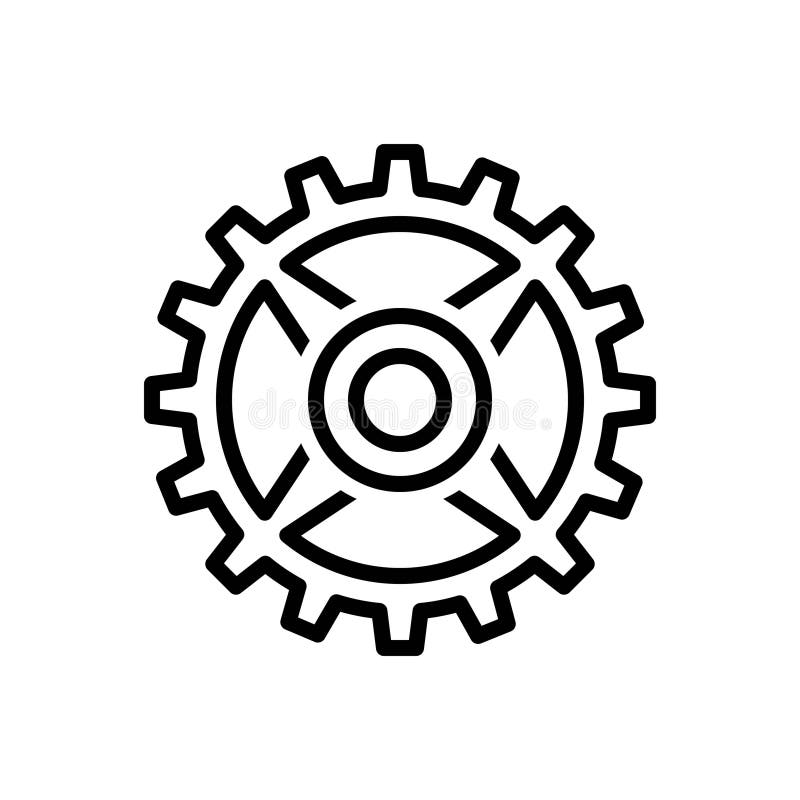 Black Line Icon for Cogwheel, Wheel and Technical Stock Vector ...