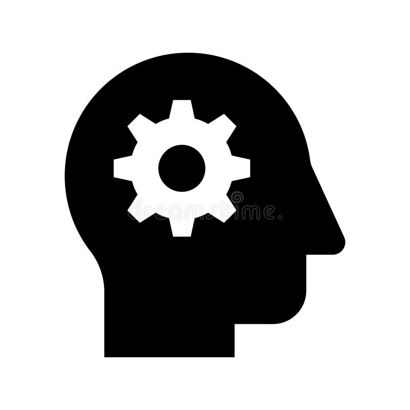Cogwheel Inside Mind Depicting Concept Icon of Brainstorming Vector ...