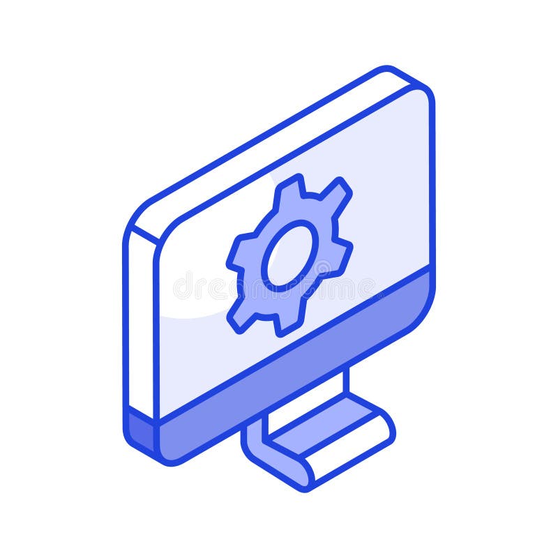 Cogwheel Inside Monitor Showing Concept Icon of System Setting Stock ...