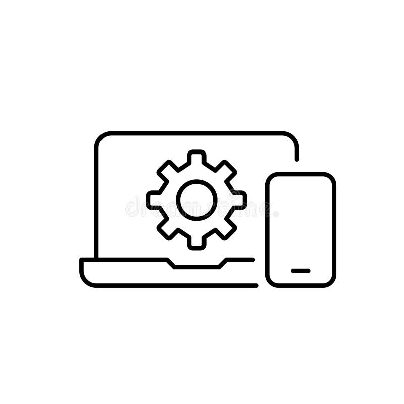 Cogwheel on Laptop and Smartphone. Seamless Device Management, Cross ...
