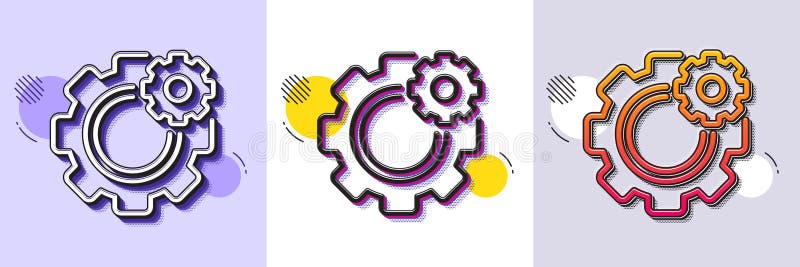 Cogwheel Line Icon. Engineering Tool Sign. Halftone Dotted Pattern ...